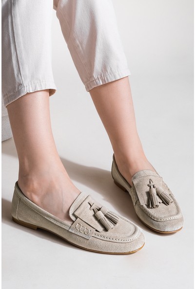 Marjin Kadın Deri Püsküllü Loafer Günlük Ayakkabı Vingo Marjin Kadın Deri Püsküllü Loafer Günlük Ayakkabı Vingo
