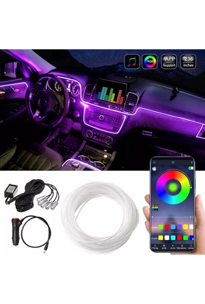 Şüscar Oto Araç Içi App Kontrollü Rgb Atmosfer Ambiyans LED Neon Lamba 5 Parça 6 Metre Şüscar Oto Araç Içi App Kontrollü Rgb Atmosfer Ambiyans LED Neon Lamba 5 Parça 6 Metre