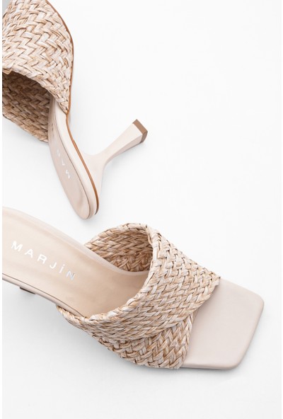 Marjin Kadın Hasır Örgü Topuklu Terlik Valite