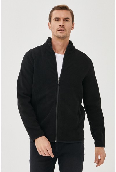 AC&Co / Altınyıldız Classics Erkek Siyah Standart Fit Tam Fermuarlı Dik Yaka Polar Sweatshirt AC&Co / Altınyıldız Classics Erkek Siyah Standart Fit Tam Fermuarlı Dik Yaka Polar Sweatshirt