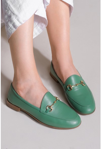 Marjin Kadın Deri Zincirli Loafer Günlük Ayakkabı Tanle