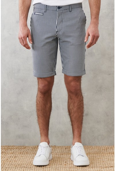 ALTINYILDIZ CLASSICS Erkek BEYAZ-LACI Slim Fit Dar Kesim Çizgili Yan Cepli Casual Esnek Şort ALTINYILDIZ CLASSICS Erkek BEYAZ-LACI Slim Fit Dar Kesim Çizgili Yan Cepli Casual Esnek Şort