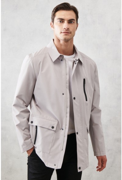 Ac&Co / Altınyıldız Classics Erkek Gri Standart Fit Normal Kesim Bebe Yaka Düz Casual Mont Ac&Co / Altınyıldız Classics Erkek Gri Standart Fit Normal Kesim Bebe Yaka Düz Casual Mont