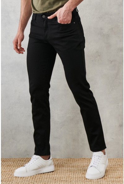 ALTINYILDIZ CLASSICS Erkek Siyah Slim Fit Dar Kesim Armürlü 5 Cepli Casual Pantolon ALTINYILDIZ CLASSICS Erkek Siyah Slim Fit Dar Kesim Armürlü 5 Cepli Casual Pantolon