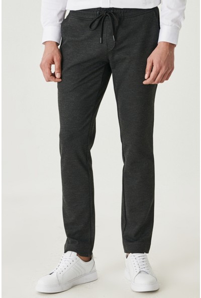AC&Co / Altınyıldız Classics Erkek Antrasit-Melanj Slim Fit Dar Kesim Beli Bağlamalı Yan Cep Pantolon AC&Co / Altınyıldız Classics Erkek Antrasit-Melanj Slim Fit Dar Kesim Beli Bağlamalı Yan Cep Pantolon