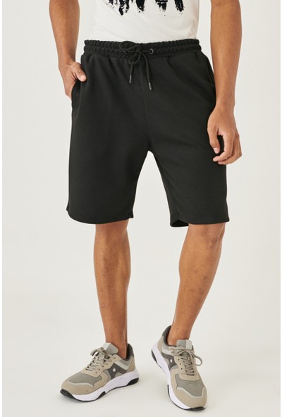 Ac&Co / Altınyıldız Classics Erkek Siyah Standart Fit Günlük Rahat Spor Örme Şort Ac&Co / Altınyıldız Classics Erkek Siyah Standart Fit Günlük Rahat Spor Örme Şort