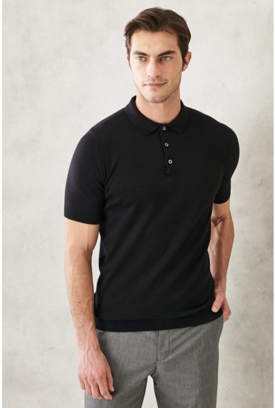 ALTINYILDIZ CLASSICS Erkek Siyah Standart Fit Normal Kesim %100 Pamuk Polo Yaka Triko Tişört ALTINYILDIZ CLASSICS Erkek Siyah Standart Fit Normal Kesim %100 Pamuk Polo Yaka Triko Tişört