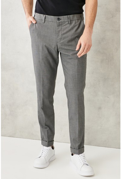 Altınyıldız Classics Erkek Gri-Siyah Slim Fit Dar Kesim Yan Cepli Beli Lastikli Pantolon Altınyıldız Classics Erkek Gri-Siyah Slim Fit Dar Kesim Yan Cepli Beli Lastikli Pantolon