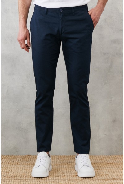 ALTINYILDIZ CLASSICS Erkek Lacivert Slim Fit Armürlü Yan Cepli Pamuklu Chino Pantolon ALTINYILDIZ CLASSICS Erkek Lacivert Slim Fit Armürlü Yan Cepli Pamuklu Chino Pantolon