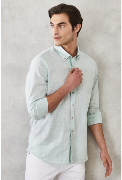 Altınyıldız Classics Erkek Haki Slim Fit Dar Kesim Düğmeli Yaka %100 Pamuk Flamlı Uzun Kollu Gömlek Altınyıldız Classics Erkek Haki Slim Fit Dar Kesim Düğmeli Yaka %100 Pamuk Flamlı Uzun Kollu Gömlek