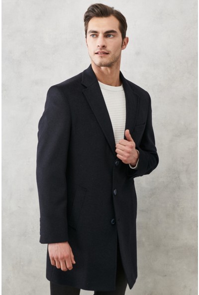 Altınyıldız Classics Standart Fit Çıkma Mono Yaka Desenli Casual Yünlü Palto Altınyıldız Classics Standart Fit Çıkma Mono Yaka Desenli Casual Yünlü Palto