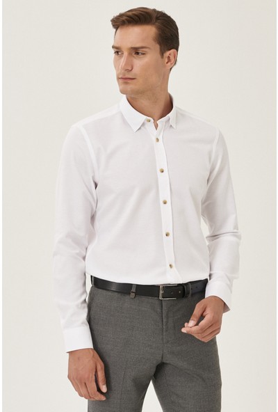 Ac&Co / Altınyıldız Classics Erkek Beyaz Tailored Slim Fit Dar Kesim Düğmeli Yaka Oxford Gömlek Ac&Co / Altınyıldız Classics Erkek Beyaz Tailored Slim Fit Dar Kesim Düğmeli Yaka Oxford Gömlek
