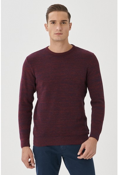 AC&Co / Altınyıldız Classics Erkek Bordo-Lacivert Recycle Standart Fit Bisiklet Yaka Desenli Triko Kazak AC&Co / Altınyıldız Classics Erkek Bordo-Lacivert Recycle Standart Fit Bisiklet Yaka Desenli Triko Kazak