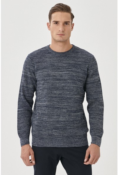 Ac&Co / Altınyıldız Classics Erkek Lacivert-Gri Recycle Standart Fit Bisiklet Yaka Desenli Triko Kazak Ac&Co / Altınyıldız Classics Erkek Lacivert-Gri Recycle Standart Fit Bisiklet Yaka Desenli Triko Kazak
