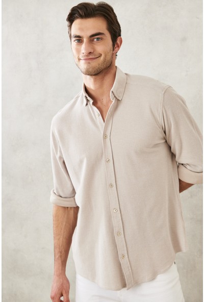 AC&Co / Altınyıldız Classics Slim Fit Dar Kesim %100 Pamuk Petek Desenli Casual Gömlek