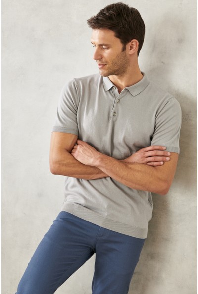 Altınyıldız Classics Erkek Gri 360 Derece Her Yöne Esneyen Slim Fit %100 Pamuk Triko Tişört Altınyıldız Classics Erkek Gri 360 Derece Her Yöne Esneyen Slim Fit %100 Pamuk Triko Tişört