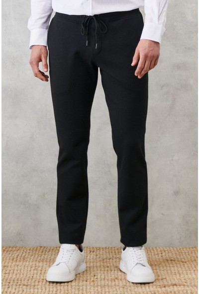 Altınyıldız Classics Erkek Siyah Slim Fit Dar Kesim Beli Bağlamalı Esnek Pantolon Altınyıldız Classics Erkek Siyah Slim Fit Dar Kesim Beli Bağlamalı Esnek Pantolon