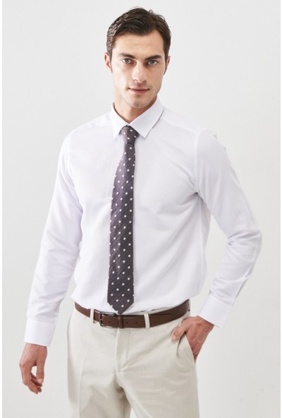 ALTINYILDIZ CLASSICS Erkek Beyaz Slim Fit Dar Kesim Düğmeli Yaka Armürlü Uzun Kollu Gömlek ALTINYILDIZ CLASSICS Erkek Beyaz Slim Fit Dar Kesim Düğmeli Yaka Armürlü Uzun Kollu Gömlek
