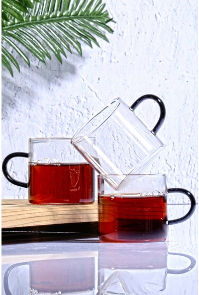 3'lü Borasilkat Renkli Kulplu Bardak