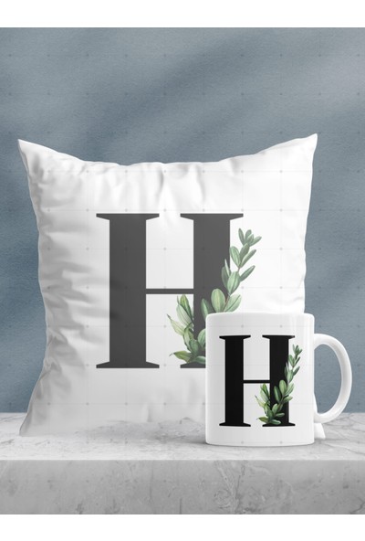 Tropikal H Baskılı Yastık Kupa Set Tropikal H Baskılı Yastık Kupa Set