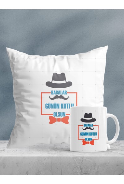 Babalar Günün Kutlu Olsun Baskılı Yastık Kupa Set Babalar Günün Kutlu Olsun Baskılı Yastık Kupa Set