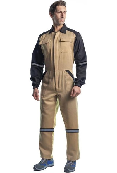 Şensel, Reflektörlü İş Tulumu-Eko.-, Bej-Siyah -55E2357- Şensel, Reflektörlü İş Tulumu-Eko.-, Bej-Siyah -55E2357-