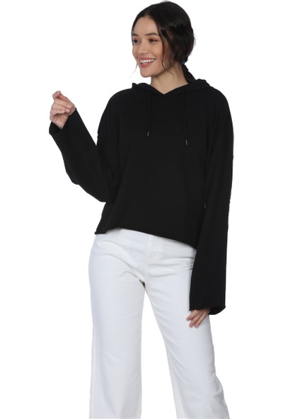 Whitney Kadin Etek Ucu Pis Geniş Kol Kapişonlu Siyah Sweatshirt Whitney Kadin Etek Ucu Pis Geniş Kol Kapişonlu Siyah Sweatshirt