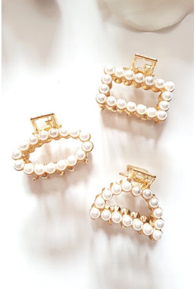 Voilove Kadın 3'lü Incili Metal Mandal Toka Seti