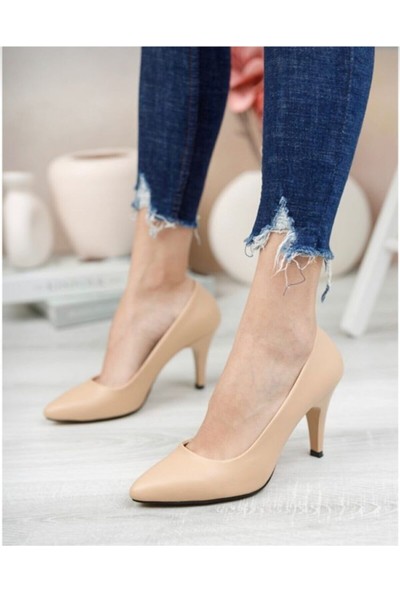 Demashoes Kadın Nude Stiletto Topuklu Ayakkabı