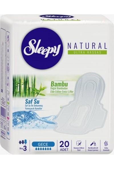 Sleepy Natural Ultra Hassas Hijyenik Ped Gece (20 Adet) Sleepy Natural Ultra Hassas Hijyenik Ped Gece (20 Adet)