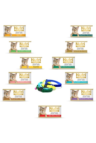 Nutri Feline Tahılsız Karışık Kedi Maması 42x85 gr ve Kedi Tasması Nutri Feline Tahılsız Karışık Kedi Maması 42x85 gr ve Kedi Tasması