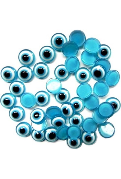 Elite Nazar Boncuğu 100 Adet Nazar Boncuğu Yarım Açık Mavi ( 0.7 cm çapında)
