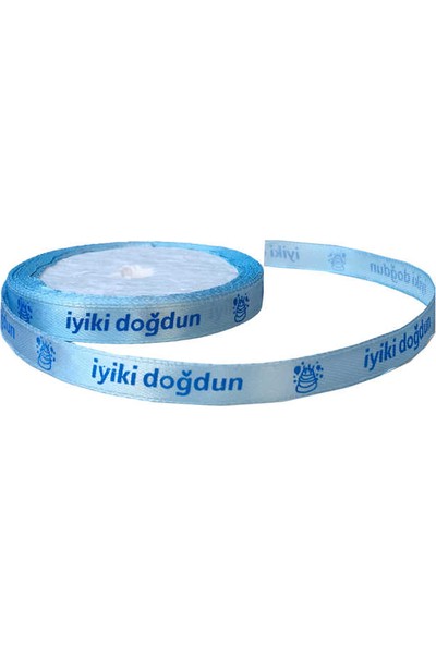 Elite Kurdele 10 Metre İyiki Doğdun Yazılı Mavi Saten Kurdele ( 1 cm ) Elite Kurdele 10 Metre İyiki Doğdun Yazılı Mavi Saten Kurdele ( 1 cm )