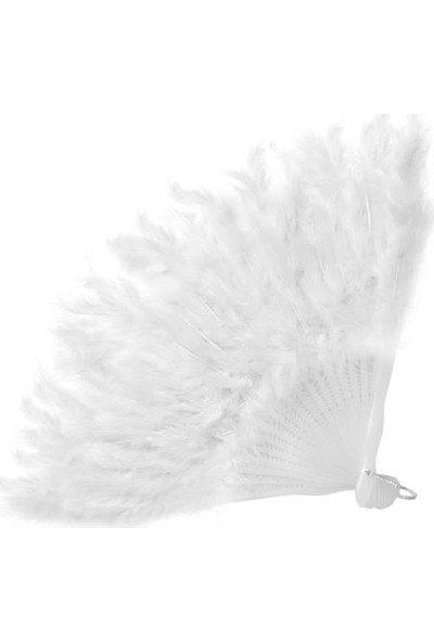 Brode Tüylü Yelpaze Kına Gelin Yelpazesi Beyaz ( 27 cm * 37 cm )