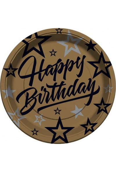 Elite Tabak 8 Adet Golden Stars Tabak Happy Birthday Doğum Günü Parti Kutlama ( 23 cm * 23 cm) Elite Tabak 8 Adet Golden Stars Tabak Happy Birthday Doğum Günü Parti Kutlama ( 23 cm * 23 cm)