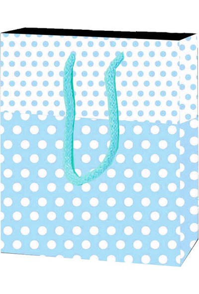 Elite Karton Çanta 25 Adet Puantiyeli Karton Çanta Mavi ( 12 cm * 17 cm )