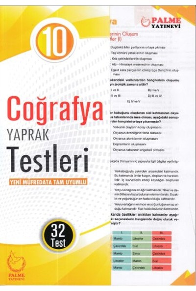 Palme Yayıncılık 10. Sınıf Coğrafya Yaprak Testleri Palme Yayıncılık 10. Sınıf Coğrafya Yaprak Testleri