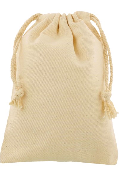 Doğal Ham Bez Kese %100 Pamuk Çift İp Büzgülü