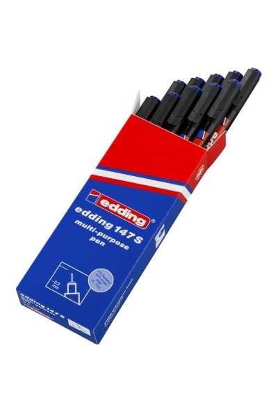 Edding (E-147S) Asetat Kalemı-Sılgılı Mavi 10 Lu Edding (E-147S) Asetat Kalemı-Sılgılı Mavi 10 Lu