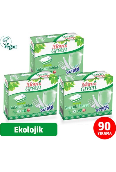 Mom's Green Ekolojik Oksijenli Bulaşık Makinesi Tableti 3 x 30 Tablet 90 Yıkama Mom's Green Ekolojik Oksijenli Bulaşık Makinesi Tableti 3 x 30 Tablet 90 Yıkama