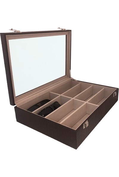 Standmarket Gözlük kutusu 8'li Kahve Kroko