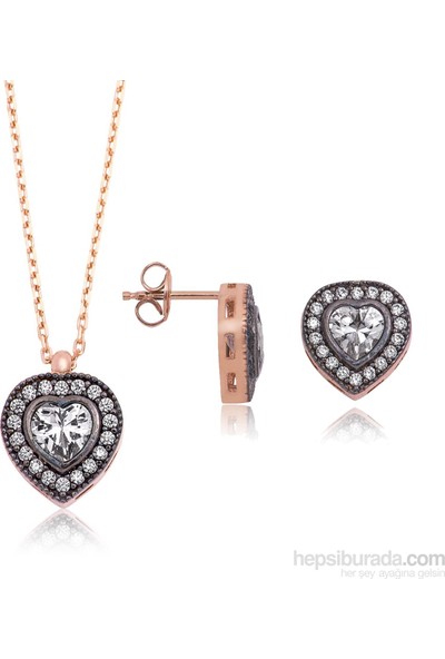 Gumush 925 Ayar Gümüş Kalp Takı Seti - ST1160071