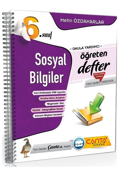 6.Sınıf Sosyal Bilgiler Öğreten Defter Çanta Yayınları - Metin Özdamarlar