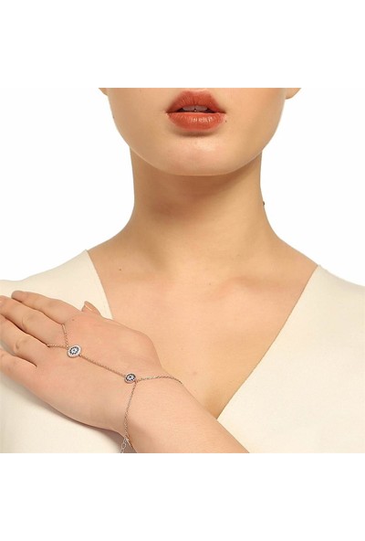 Sanroza E2804 Nazar Boncuklu Gümüş Şahmeran