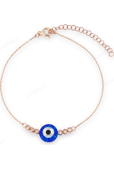 Sanroza Nazar Boncuklu Göz Gümüş Bileklik
