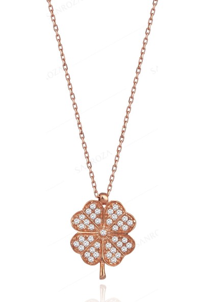 Sanroza E3711 Yonca Gümüş Kolye