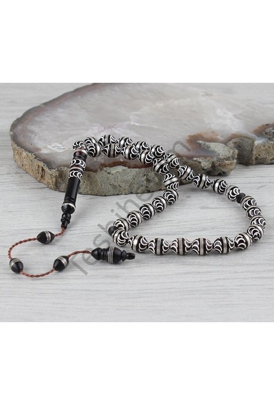 Tesbihevim Gümüş Ve Mine İşlemeli Sistemli Püskül Kuka Tesbih