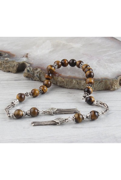 Tesbihevim Kaplangözü Taşlı Gümüş Püsküllü Zaza Tesbih