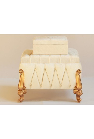 Çeyiz Diyarı Avangarde Lüx Taşlı 2'li Çeyiz Sandığı Krem