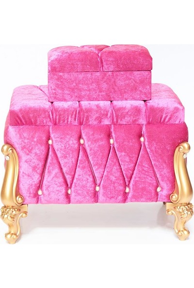 Çeyiz Diyarı Avangarde Lüx Taşlı 2'li Çeyiz Sandığı Fuşya
